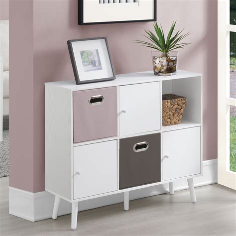 Wade Logan® Storage Cube Organizer Sideboard Console Table With 3 Cubbies And 3 Cabinets