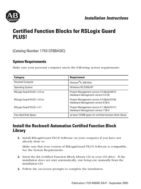 Certified Function Blocks For Rslogix Guard Pdf Operating System Personal Computers