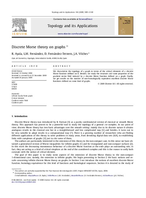 Pdf Discrete Morse Theory On Graphs Jose Antonio Pozo Vilches
