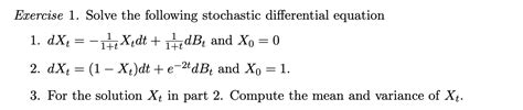 Exercise 1 Solve The Following Stochastic