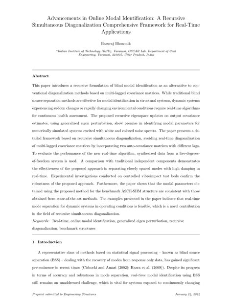 Pdf Advancements In Online Modal Identification A Recursive