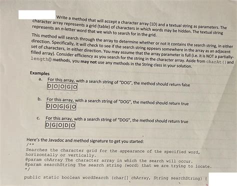 Solved Write A Method That Will Accept A Character Array