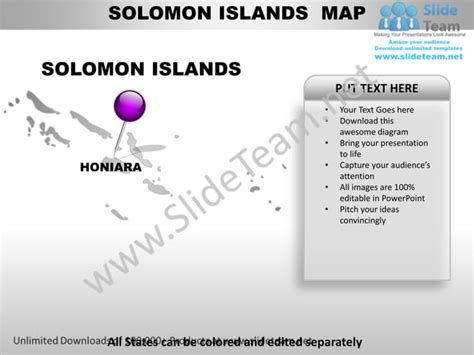Editable Solomon Islands Power Point Map With Capital And Flag