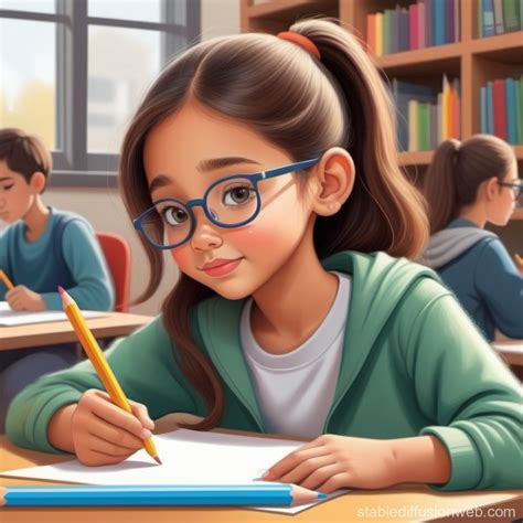 Cartoon Of Student Drawing With Color Pencil Stable Diffusion Online