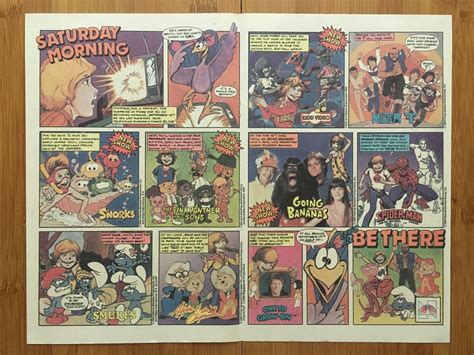1983 Nbc Saturday Morning Cartoons Print Adposter Snorks Smurfs Mr