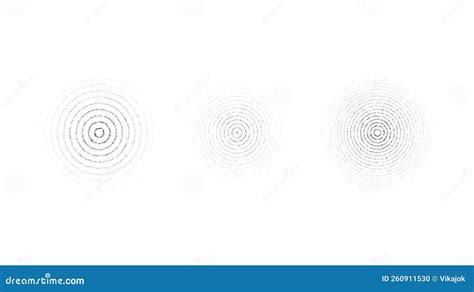 Faded Concentric Circles Set Dotted Grainy Rings Set Stippled