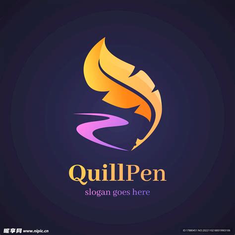 渐变羽毛笔标志设计图 Logo设计 广告设计 设计图库 昵图网