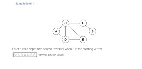 Solved Enter A Valid Depth First Search Traversal When E Is