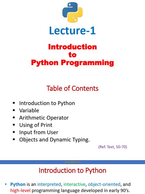 Lecture 1 Introduction To Python Pdf Python Programming Language Data Type