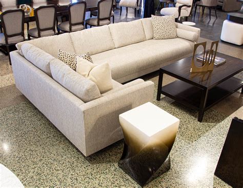 Mid Century Modern Sectional Sofa In Textured Linen Carrocel Interiors