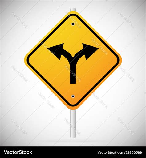 Junction Road Sign Separation Two Paths Vector Image
