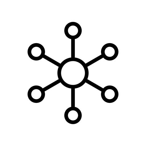 Hub And Spoke Network Connection Central Database Icon In Line Style Design Isolated On White