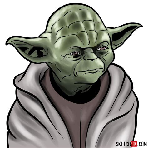How To Draw Yodas Face Sketchok Easy Drawing Guides