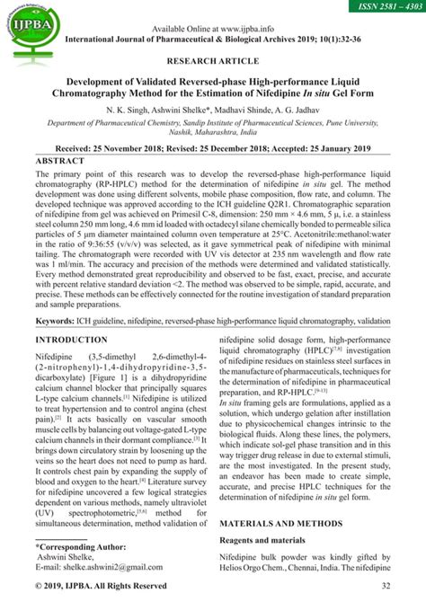 Development Of Validated Reversed Phase High Performance Liquid Chromatography Method For The