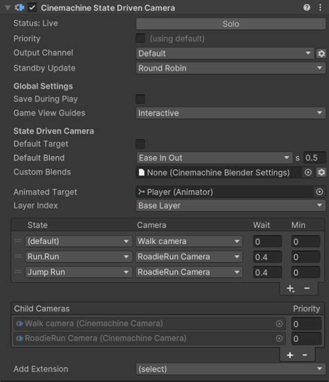 cinemachine state driven camera cinemachine 3 0 1