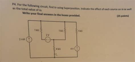 Solved Problem For The Following Circuit Find V Using Chegg