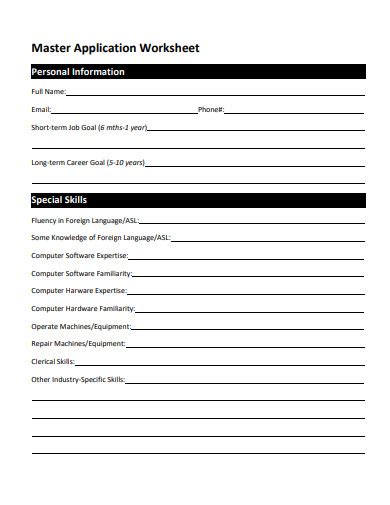 Free 16 Master Application Samples In Ms Word Pdf