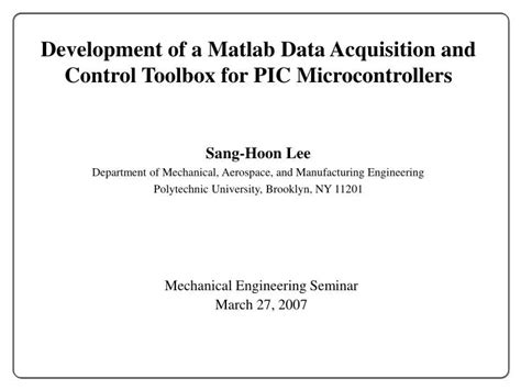 Ppt Development Of A Matlab Data Acquisition And Control Toolbox For