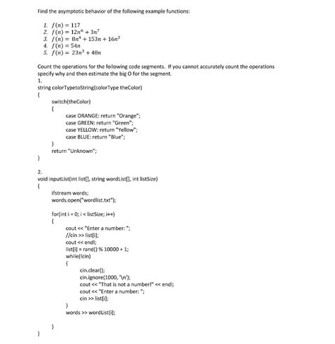 Solved Find The Asymptotic Behavior Of The Following Example Chegg