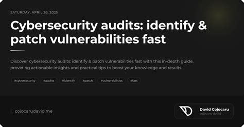 Cybersecurity Audits Identify And Patch Vulnerabilities Fast Cojocaru David