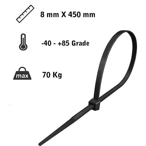 Set 100 Coliere Plastic Soricel Negru Din Plastic 8 Mm X 450 Mm