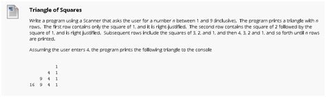 Solved Triangle Of Squares Write A Program Using A Scanner