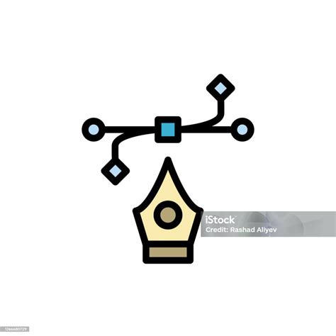 벡터 펜 아이콘입니다 Ui 및 Ux 웹 사이트 또는 모바일 응용 프로그램에 대한 아키텍처 아이콘의 윤곽 벡터 요소와 간단한 색상 개념에 대한 스톡 벡터 아트 및 기타 이미지