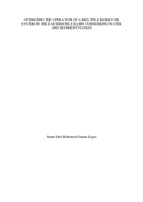 Pdf Optimizing The Operation Of A Multiple Reservoir System In The Eastern Nile Basin
