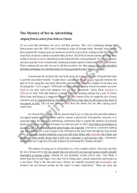 Sex In Advertising ESL Worksheet By Dginer
