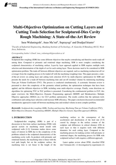 Pdf Multi Objectives Optimization On Cutting Layers And Cutting Tools Selection For Sculptured