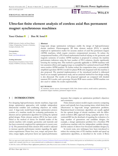 Pdf Ultra‐fast Finite Element Analysis Of Coreless Axial Flux