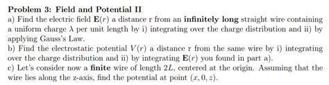 Solved Problem 3 Field And Potential Ii A Find The