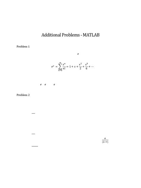 Matlab Problems Programming 1 Pdf Area Applied Mathematics