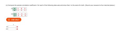 solved c compute the sample correlation coefficient r for