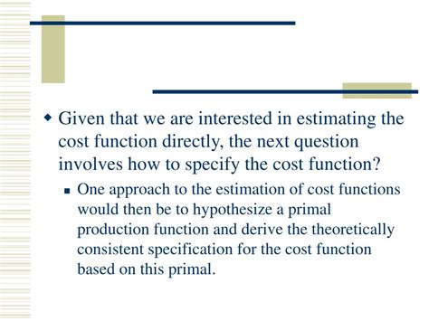 Ppt Cost Functions And The Estimation Of Flexible Functional Forms Powerpoint Presentation