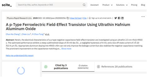 A P‐type Ferroelectric Field‐effect Transistor Using Ultrathin Hafnium Aluminum Oxide [scite