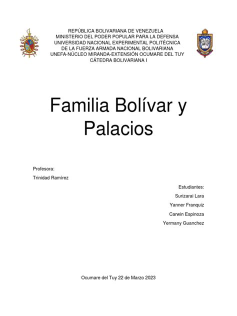 Familia Bolívar Y Palacios Pdf