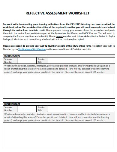 Free 50 Assessment Worksheet Samples In Pdf Ms Word