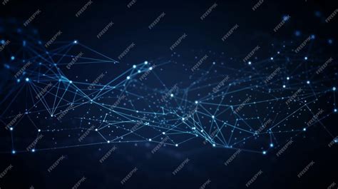 premium ai image abstract connected dots and line on deep blue data