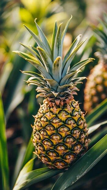 Fresh Pineapple In Lush Greenery Tropical Fruit Harvest Premium Ai Generated Image
