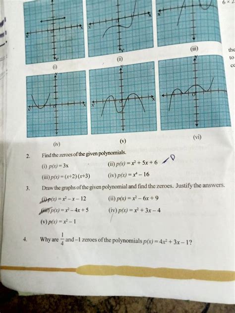Iiiivv2 Find The Zeroes Of The Given Polynomialsi Px3x