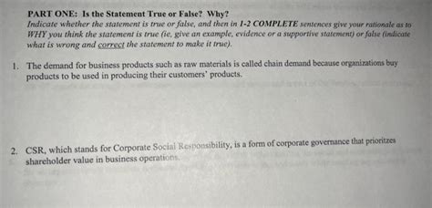 solved part one is the statement true or false why