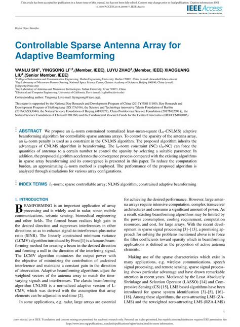 pdf controllable sparse antenna array for adaptive beamformingdart