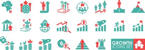 A Solid Collection Of Growth Icon Set Vector Illustration Containing