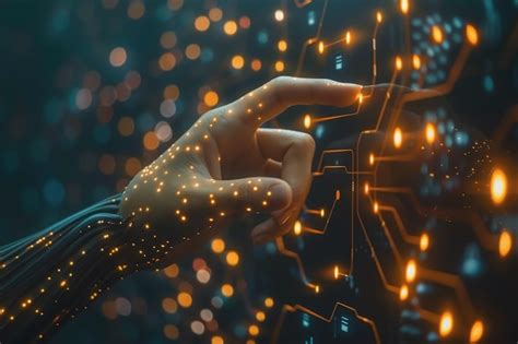 Premium Photo Closeup Hand That Touches On Digital Iot Ai Chatbot