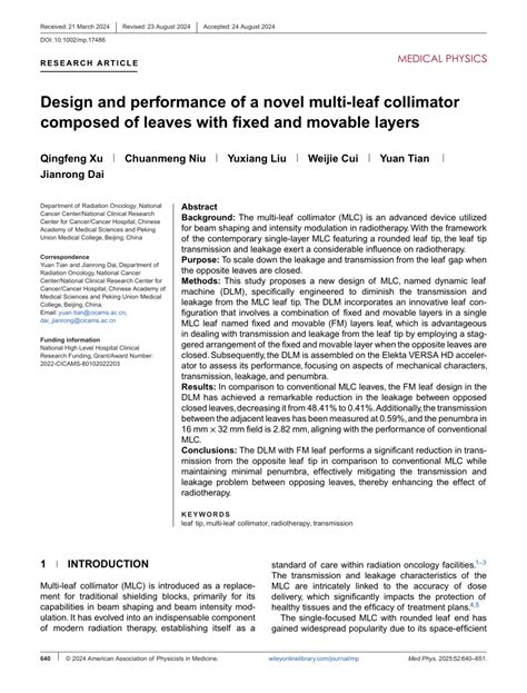 Design And Performance Of A Novel Multi‐leaf Collimator Composed Of Leaves With Fixed And
