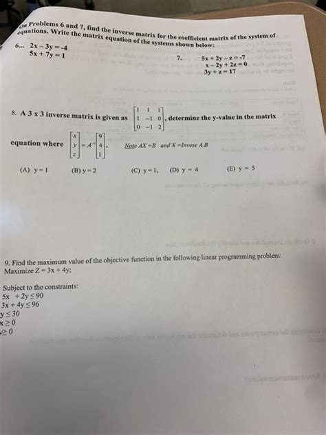 solved problems 6 and 7 find the inverse matrix for the