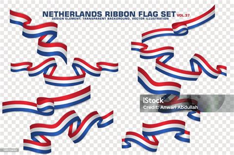 네덜란드 리본 플래그 세트 요소 디자인 3d 스타일 벡터 일러스트 레이 션 네덜란드 국기에 대한 스톡 벡터 아트 및 기타 이미지 네덜란드 국기 리본 빨강 Istock