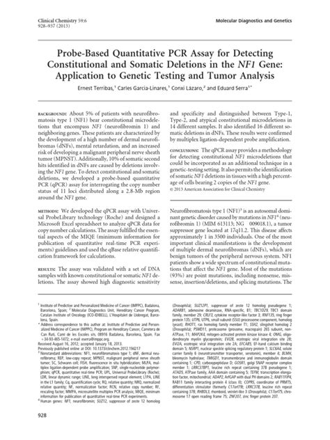 Probe Based Quantitative Pcr Assay For Detecting Constitutional And Somatic Deletions In The