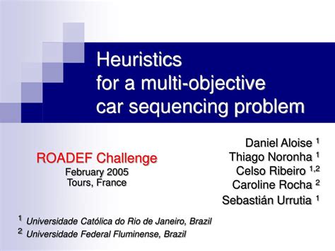Ppt Heuristics For A Multi Objective Car Sequencing Problem Powerpoint Presentation Id 5524112